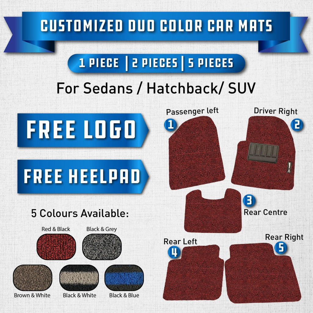Premium Customized Duo Tone Color Coil Car Mats (Available for Single ...